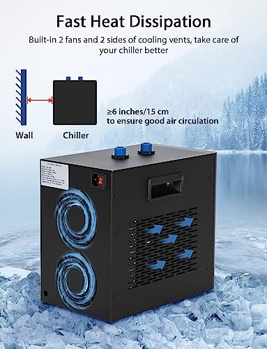 42 Gal Aquarium Chiller, 1/10 HP Fish Tank Water Chiller with Quiet Design Compressor, Refrigeration for Hydroponic System Axolotl Jellyfish Coral Reef 160L Black