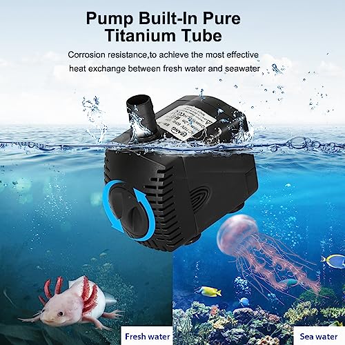 42 Gal Aquarium Chiller, 1/10 HP Fish Tank Water Chiller with Quiet Design Compressor, Refrigeration for Hydroponic System Axolotl Jellyfish Coral Reef 160L Black