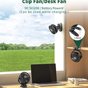 Dorobeen Clip Fan, 6 Inch Mini Quiet Desk Fan, 5000mAh USB Rechargeable Battery Operated Clip on Fan, USB Desk Fan, Portable Personal Small Fan For Desk,Office,Golf Cart