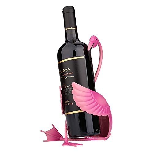 Kavolet Wine Holder, Flamingo Shape Wine Bottle Holder Tabletop Decor Wine Rack, Metal Sculpture Wine Holder Stand, Crafts Ornament for Home Kitchen