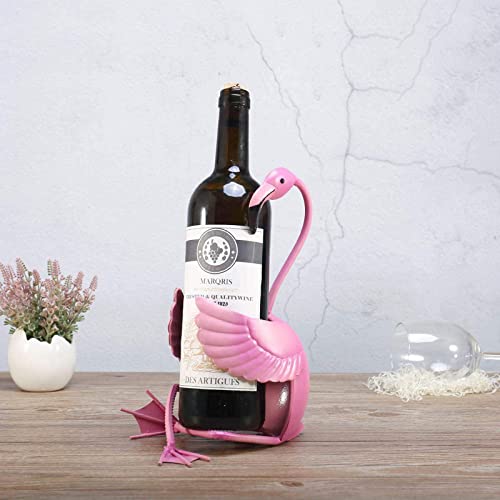 Kavolet Wine Holder, Flamingo Shape Wine Bottle Holder Tabletop Decor Wine Rack, Metal Sculpture Wine Holder Stand, Crafts Ornament for Home Kitchen