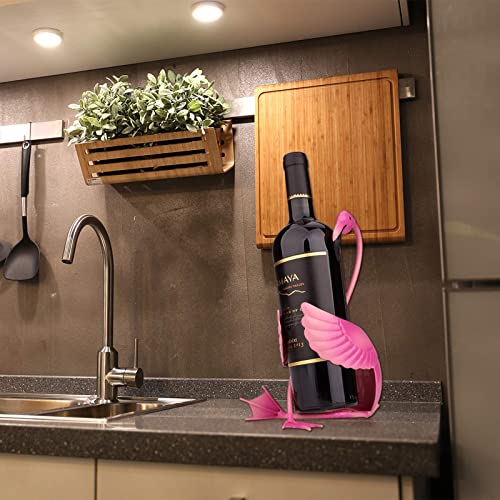 Kavolet Wine Holder, Flamingo Shape Wine Bottle Holder Tabletop Decor Wine Rack, Metal Sculpture Wine Holder Stand, Crafts Ornament for Home Kitchen