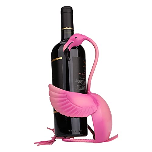 Kavolet Wine Holder, Flamingo Shape Wine Bottle Holder Tabletop Decor Wine Rack, Metal Sculpture Wine Holder Stand, Crafts Ornament for Home Kitchen