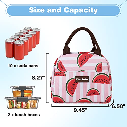 Tirrinia Lunch Bags for Women Men, Cute Insulated Lunch Tote Bag for Women, Fashionable Lunch Box for Adult, Reusable Large Cooler Lunch Bag for Working/Picnic - Pink Melon