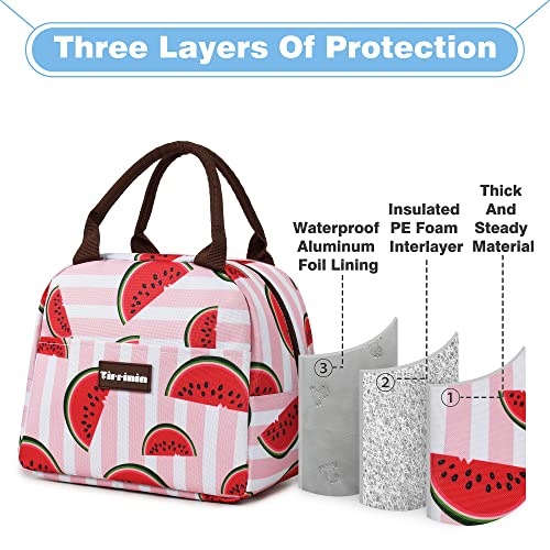 Tirrinia Lunch Bags for Women Men, Cute Insulated Lunch Tote Bag for Women, Fashionable Lunch Box for Adult, Reusable Large Cooler Lunch Bag for Working/Picnic - Pink Melon