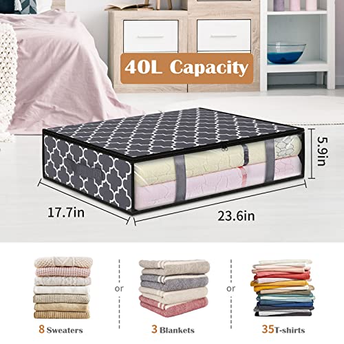 StorageRight Storage Bins, Under Bed Storage Containers, Foldable Clothes Storage Box, Storage Organizer, with Handles, for Comforter, Blanket, Clothing, Sweaters, Pillows, Toys, Grey, 3-Pack