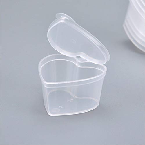 EXCEART Heart Shaped Souffles Cups Transprarent Plastic Storage Box design, easy to DIY， Sewing Supplies Storage. Plastic Sauce Cups