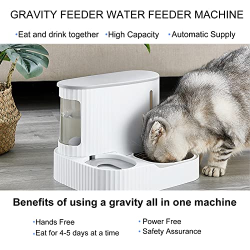 Automatic Cat Feeders,Detachable 2-in-1 Water and Food Bowl Set, Gravity Refill, Easily Clean, Self Feeding for Small Large Pets Puppy Kitten Rabbit Bunny