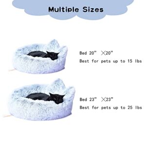 Lazy Rabbit Upgrade Dog Bed |Large Fluffy & Warming, Calming and Cozy for Indoor Cats| Washable, Plush and Modern Furniture | Donut-Shaped,Gradual Grey Color,24inch