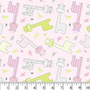 david textiles baby giraffes flannel fabric, 1.5 yard precuts, multi, 44 inches