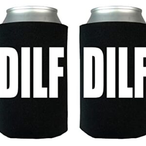 Funny DILF Collapsible Beer Can Bottle Beverage Cooler Sleeves 2 Pack