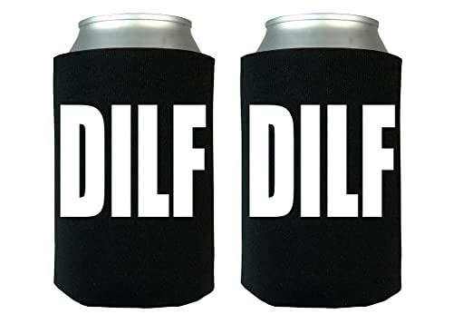 Funny DILF Collapsible Beer Can Bottle Beverage Cooler Sleeves 2 Pack