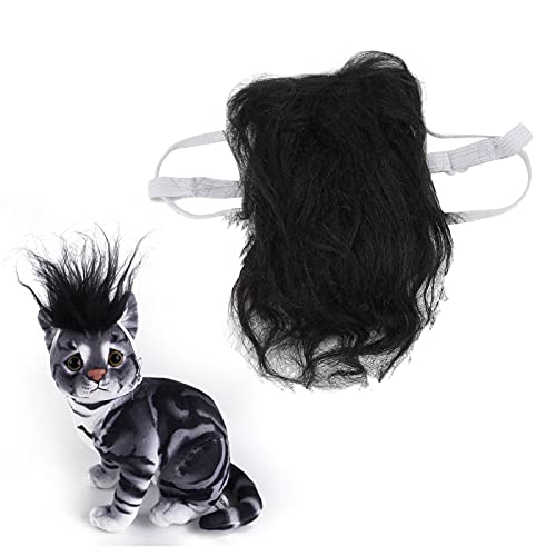 Hztyyier Dog Wigs Pet WigsDog Wig Pet Costume for Dogs and Cats for Halloween Christmas, Parties, Festivals(Black) Cat Supplies