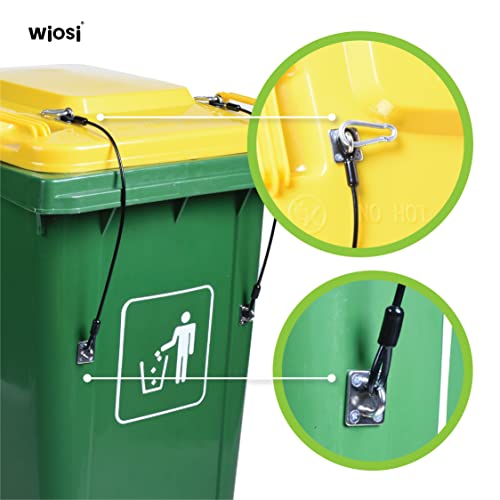 Trash Can Lid Black Lock – Metal Outdoor Trash Can Strap Lock for Litter Prevention – Trash Can Locks for Animals, Squirrels, Dogs, Raccoons – Durable Nylon Coated Wire Rope – Universal Fit – 2-Pack