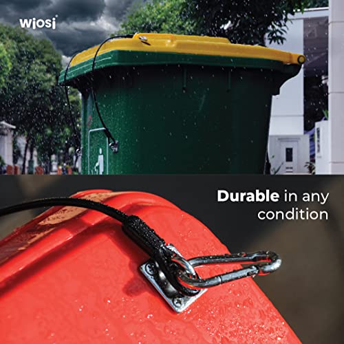 Trash Can Lid Black Lock – Metal Outdoor Trash Can Strap Lock for Litter Prevention – Trash Can Locks for Animals, Squirrels, Dogs, Raccoons – Durable Nylon Coated Wire Rope – Universal Fit – 2-Pack