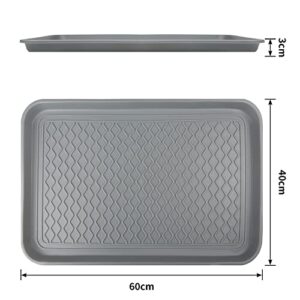 Boot Tray - Set of 2 Gray Waterproof Plastic Shoe Tray for Indoor and Outdoor, Multi-Purpose Tray for Boots, Shoes, Pets, Garden 24" x 15.8" x 1.2" (Cool Gray)