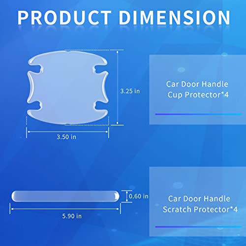 INSAUTO Car Door Handle Scratch Protector 12PCS Transparent Universal Car Door Handle Protector Accessories Clear Door Bowl Paint Protection Film Waterproof Anti-Scratch Stickers Covers