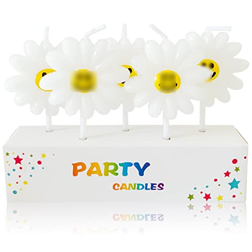 BBeitoo Daisy Birthday Candles - Cute Birthday Candles That Can Be Used for Cake Decoration, Unique Yellow Smilley Face Candle, Suitable for Birthday Cakes, Desserts, and Parties