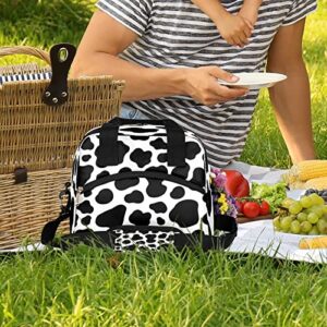 Insulated Lunch Bag Summer Animal Cow Leakproof Waterproof Reusable Meal Lunch Tote Holder Cooler Thermal Handbag with Adjustable Shoulder Strap for Women Men Adults Picnic Travel Hiking Work