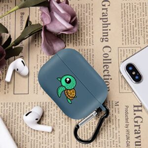 Turtle Case Compatible with Airpods Pro Blue Soft TPU, Supports Wireless Charging Shockproof Protective Cover for Airpods Pro