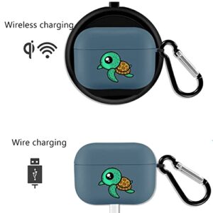 Turtle Case Compatible with Airpods Pro Blue Soft TPU, Supports Wireless Charging Shockproof Protective Cover for Airpods Pro