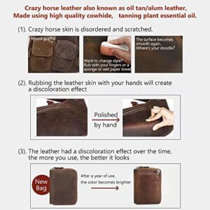 Tooling Leather Square 1.8-2.0MM Thick Genuine Top Full Grain Oil Tan Crazy Horse Cowhide Leather Sheets for Crafts Tooling Sewing Wallet Earring Hobby (Brown, 8"x12")