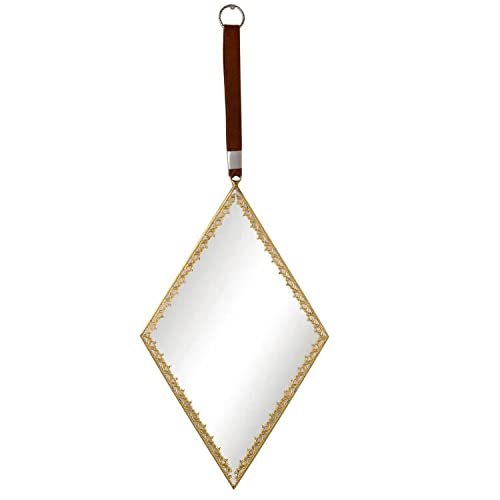 Funerom 8 x 5 inch Decorative Wall Mirror Small Decor Mirror Gold Diamond Shape