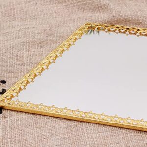 Funerom 8 x 5 inch Decorative Wall Mirror Small Decor Mirror Gold Diamond Shape