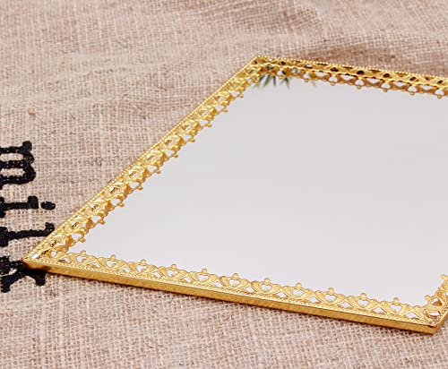 Funerom 8 x 5 inch Decorative Wall Mirror Small Decor Mirror Gold Diamond Shape