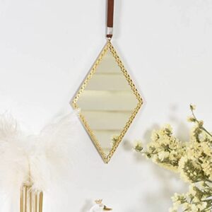 Funerom 8 x 5 inch Decorative Wall Mirror Small Decor Mirror Gold Diamond Shape