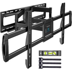 perlesmith full motion tv wall mount for 50”-90” tvs, tv mount bracket dual articulating arms swivel extension tilt up to 165lbs, max vesa 800x400mm, fits 16”18” to 24" studs, psxfk1