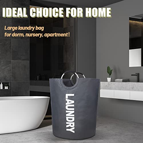 Twira 160L XX-Large Laundry Baskets, Laundry Hamper Stands Up Well, Laundry Bag with Padded Handles, Waterproof Laundry Basket Collapsible, Clothes Hamper for Bathroom, Laundry, College (Dark Grey)