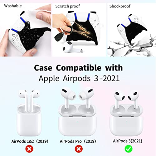 Alquar Game Controller Case for Airpods 3rd -2021, Unique PS5 Fashion Cool Shockproof Silicone Accessories Protective Skin Cover Teens Girls Boys with Keychain/Lanyard/Ear Hooks (NARF5_00549)