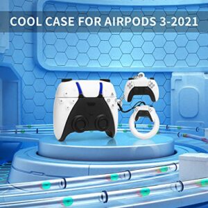 Alquar Game Controller Case for Airpods 3rd -2021, Unique PS5 Fashion Cool Shockproof Silicone Accessories Protective Skin Cover Teens Girls Boys with Keychain/Lanyard/Ear Hooks (NARF5_00549)