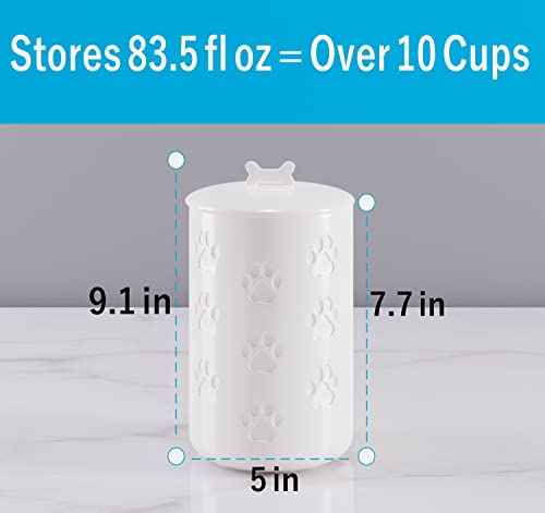 Dog Treat Container Airtight - 5" Round x 9" Tall Ceramic Dog Treat Jar with Lid - White Dog Treat Canister - Large Dog Cookie Jar for Dogs - Pet Treat Container Airtight - Dog Treat Jars for Pets