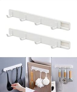 oraony ugrade adhesive kitchen utensil sliding rack, wall mounted rack hook hanger saving space no drilling for kitchen refrigerator door washer microwave bathroom bedroom (2pcs)