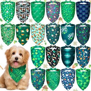 20 pack st. patrick's day dog bandana scarf accessories easter spring summer holiday dog bandana pet triangle scarf soft bib for small medium large girl boy dogs pet cat (shamrock patterns)