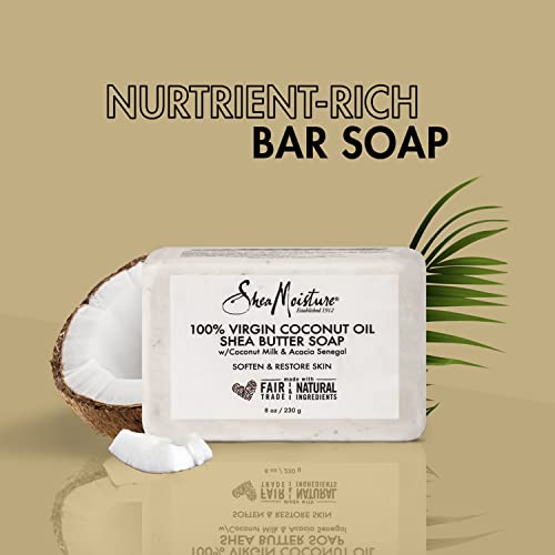 SheaMoisture Shea Butter Soap for All Skin Types 100 percent Virgin Coconut Oil Cruelty Free Skin Care 8 oz 4 Count