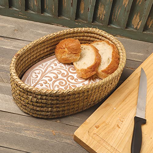 Better World Bio Bread Basket with Terracotta Warmer, Bread Basket, Bread Basket for Serving, Sized 12.5" w x 8.5" d x 3.5" h