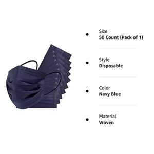 Everydayspecial Disposable Safety Mask 3 Layer Protection Face Mask for Adults 50 pcs (Navy Blue)