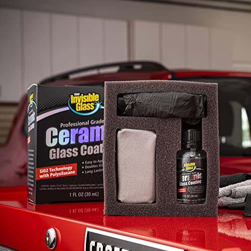 Invisible Glass 95151 Ceramic Glass Coating Professional Grade Windshield Hydrophobic Protection Heat Resistant Doubles Glass Hardness Great for First Timers, Weekend Washers, and Detailing Fanatics