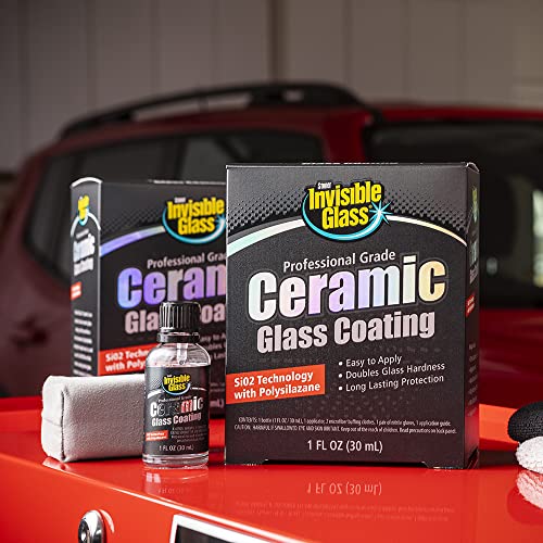 Invisible Glass 95151 Ceramic Glass Coating Professional Grade Windshield Hydrophobic Protection Heat Resistant Doubles Glass Hardness Great for First Timers, Weekend Washers, and Detailing Fanatics