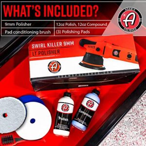 Adam's 9mm Dual Action Car Polisher (Polishing Kit) - Buffer Car Scratch Remover for Car Detailing | Includes Polish, Compound & Pads