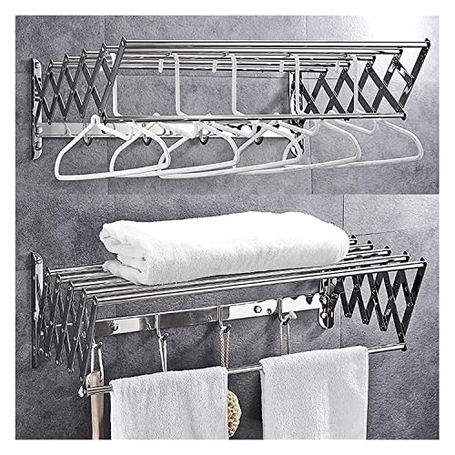 XMCX Retractable Laundry Drying Rack Wall Mounted Hanging Dryer Bathroom Towel Rack with Hook Space-Saving Washing Clothesline Easy Storage (Size : 100cm/39.4inch)