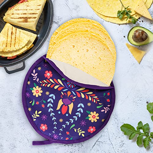 Lyellfe 3 Pack Tortilla Warmer Pouch, 12 Inch Insulated Cloth Taco Warmer Holder for Corn Flour Tortillas, Taco Tuesday Night, Halloween Party, Microwave Oven Freezer Safe