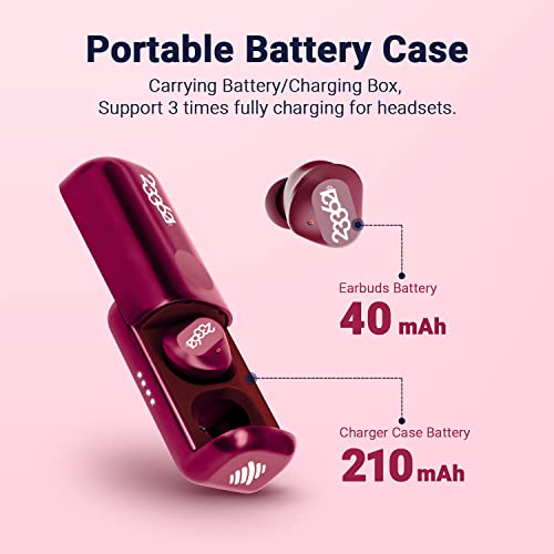 233621 Droplet True Wireless Bluetooth Earbuds, IPX5 Waterproof, CVC 6.0 Call Noise Cancelling, Touch Control, Stereo Sound, Lightweight Earphones for Home, Office and Gym (Wine Red)