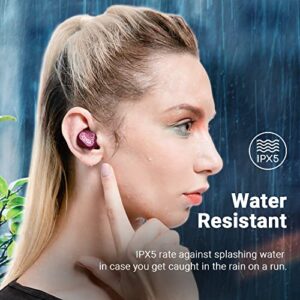 233621 Droplet True Wireless Bluetooth Earbuds, IPX5 Waterproof, CVC 6.0 Call Noise Cancelling, Touch Control, Stereo Sound, Lightweight Earphones for Home, Office and Gym (Wine Red)