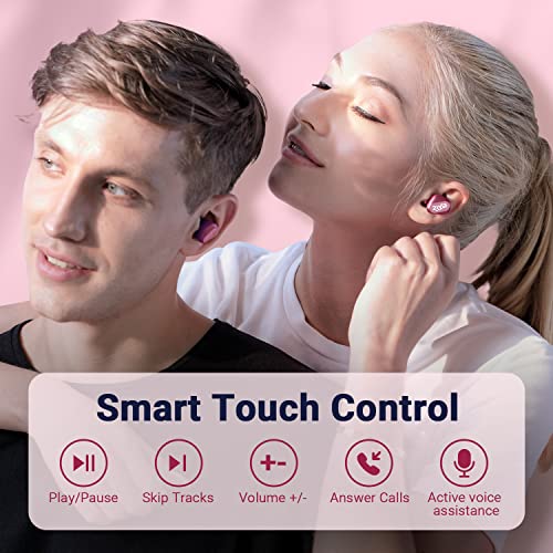 233621 Droplet True Wireless Bluetooth Earbuds, IPX5 Waterproof, CVC 6.0 Call Noise Cancelling, Touch Control, Stereo Sound, Lightweight Earphones for Home, Office and Gym (Wine Red)