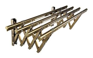 xmcx airer laundry drying rack wall mounted folding adjustable collapsible space saver dryer bathroom towel rail bar with windproof hook easy storage (color : gold)