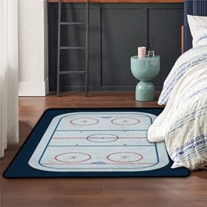 ZXHXIANTZ Modern Soft Area Rug of ice Hockey Rink Marking Detailed of top View eps10 3D Home Plush Rugs Non Slip Shaggy Carpets for Living Room Bedroom Kids Playroom Decor 4 x 5.2 ft, 4 feet X 5 feet